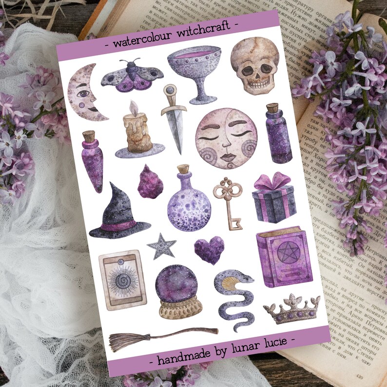 Witchcraft Stickers Watercolour Witch Stickers Wiccan - Etsy