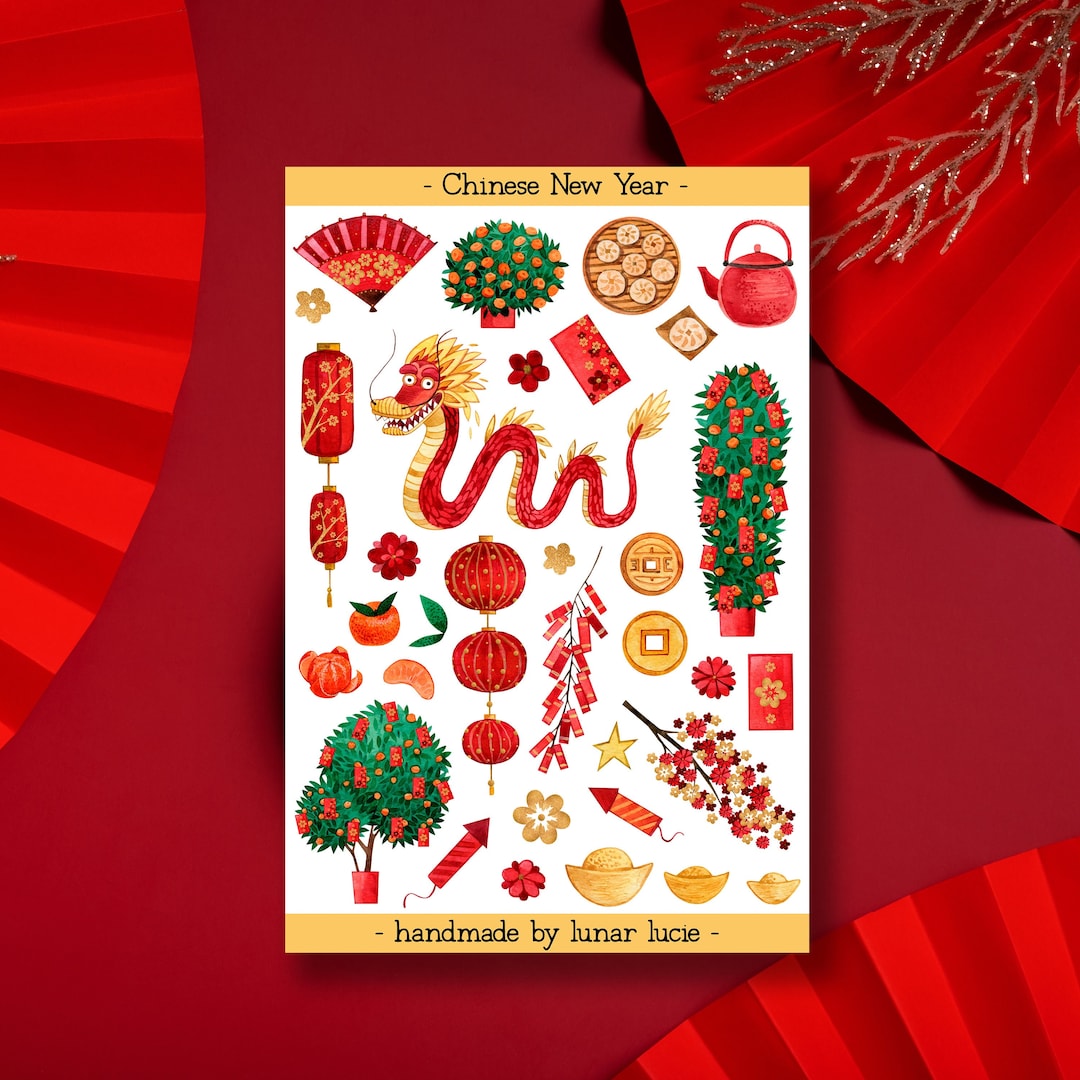 Chinese New Year Stickers | Chinese New Year Sticker Sheet | Lunar New ...