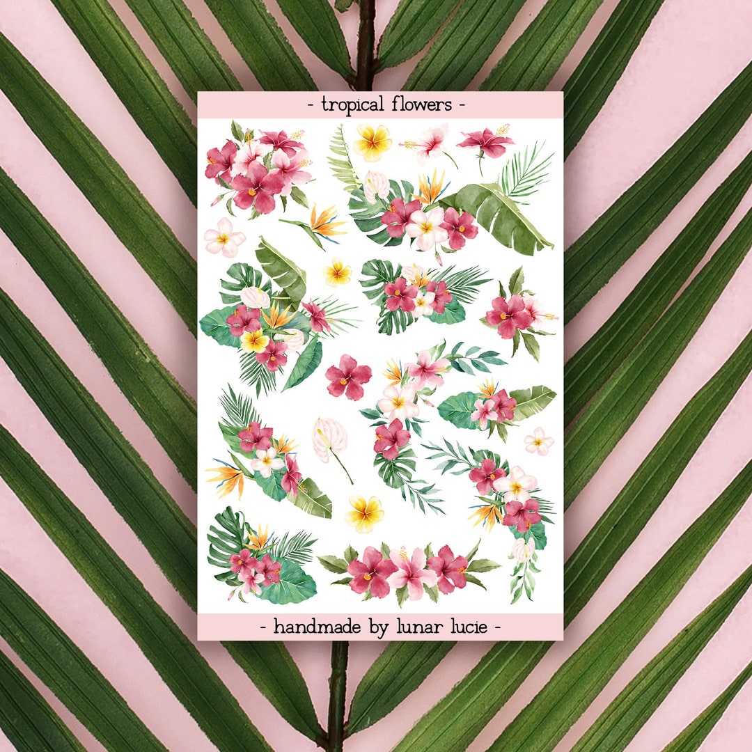 Tropical Flowers Stickers Flower Stickers Exotic Flower Stickers ...