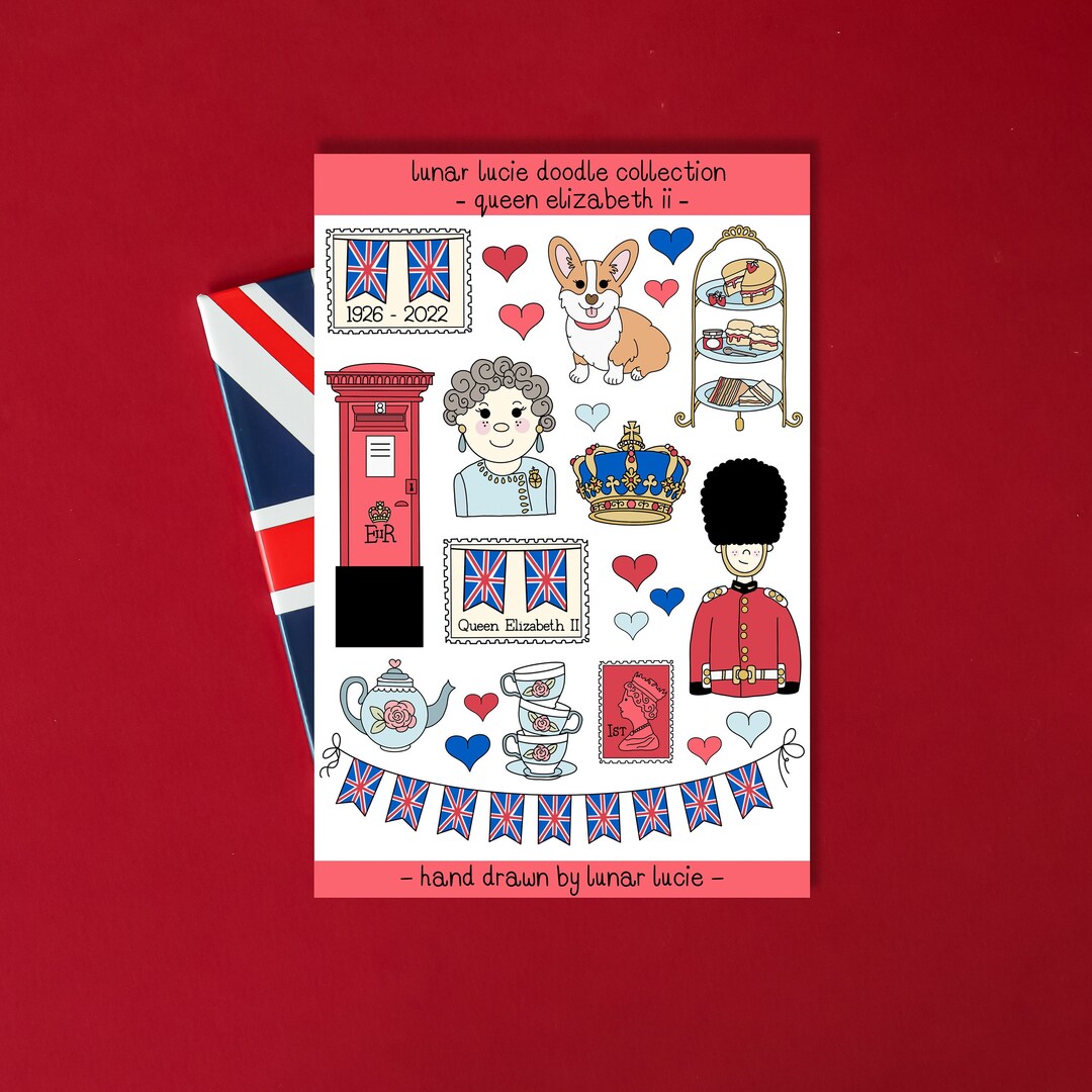 Queen Elizabeth II Sticker Sheet Queen Elizabeth Stickers London ...