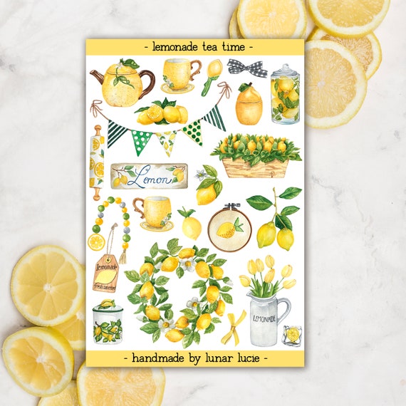Lemonade Tea Time Sticker Sheet Lemon Stickers Cottagecore | Etsy