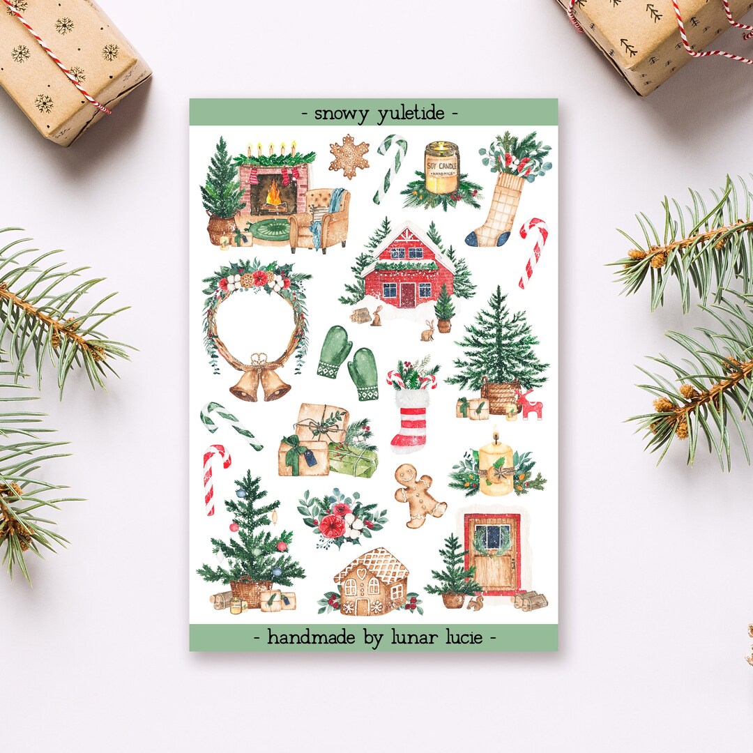 Snowy Yuletide Sticker Sheet Christmas Stickers Winter Yule Stickers ...
