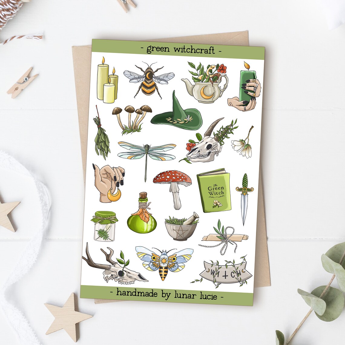 Green Witch Planner Stickers Witchy Pagan Magical Stickers - Etsy