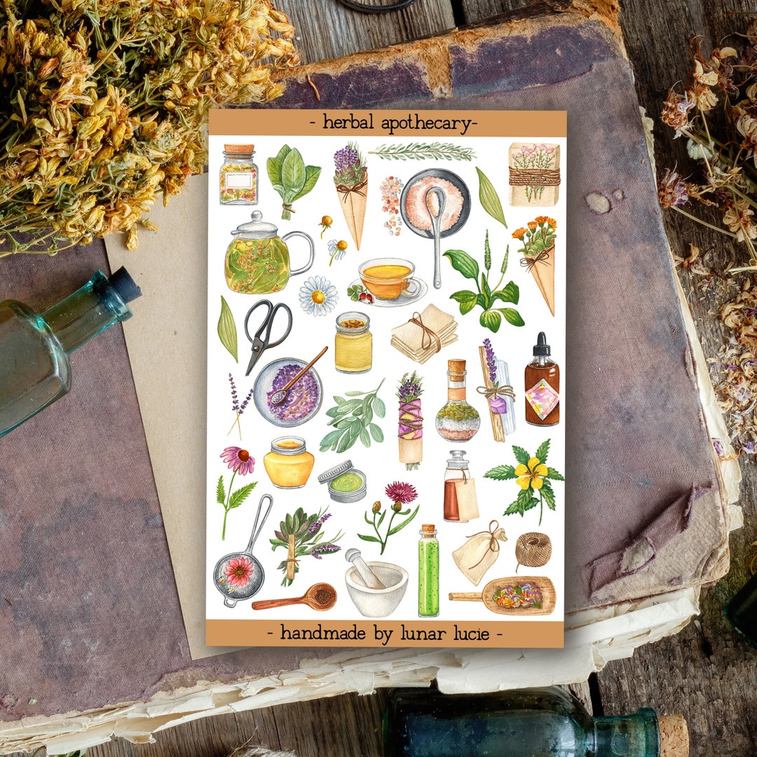 Herbal Apothecary Sticker Sheet Herbalism Stickers Book of Shadows ...