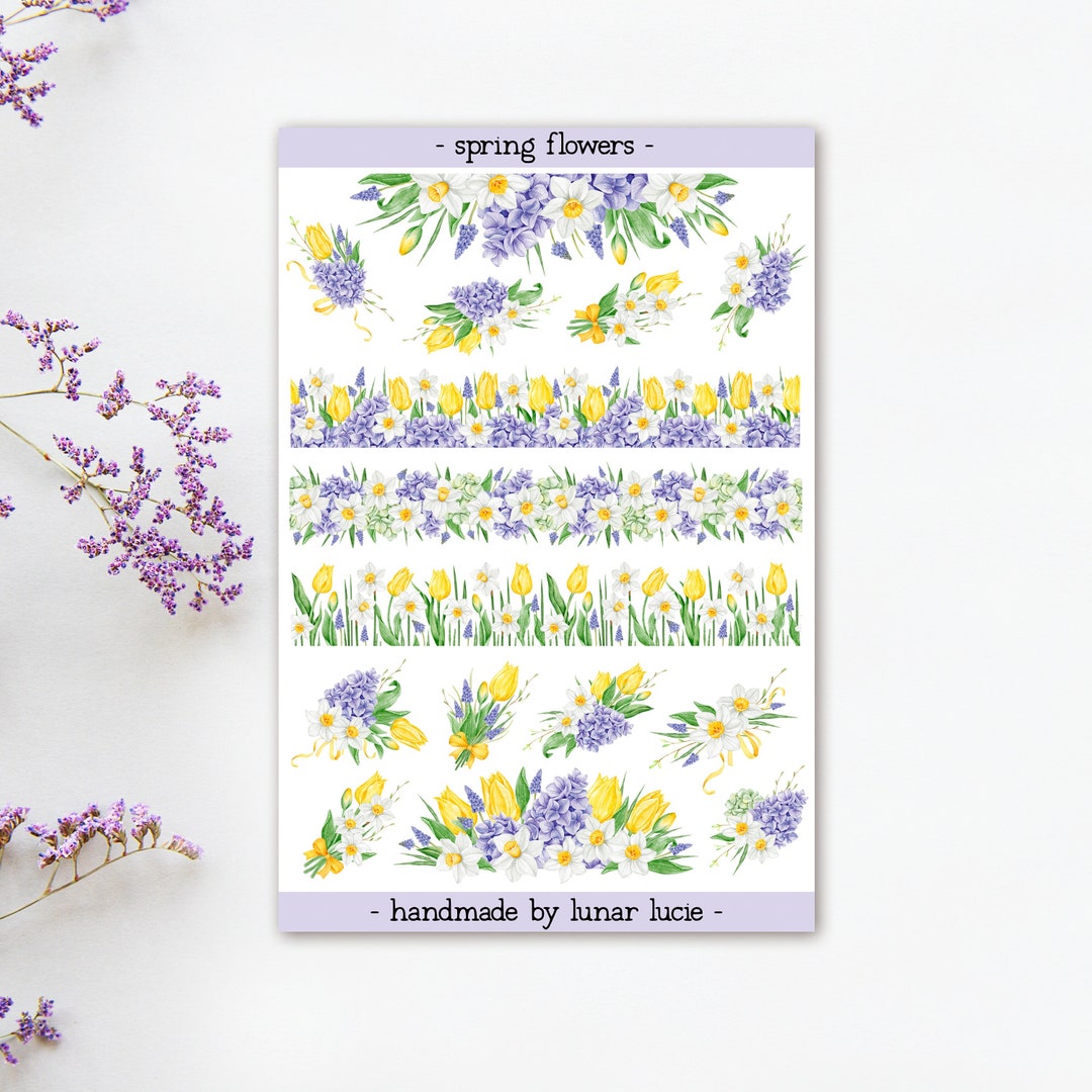 Spring Flowers Sticker Sheet Daffodil Tulip Grape Hyacinth - Etsy