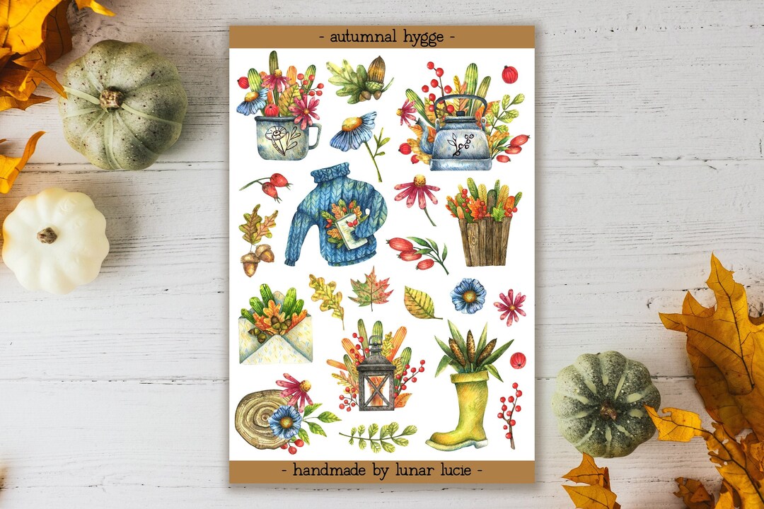 Autumnal Hygge Sticker Sheet Cosy Fall Hygge Stickers Mabon Sticker ...