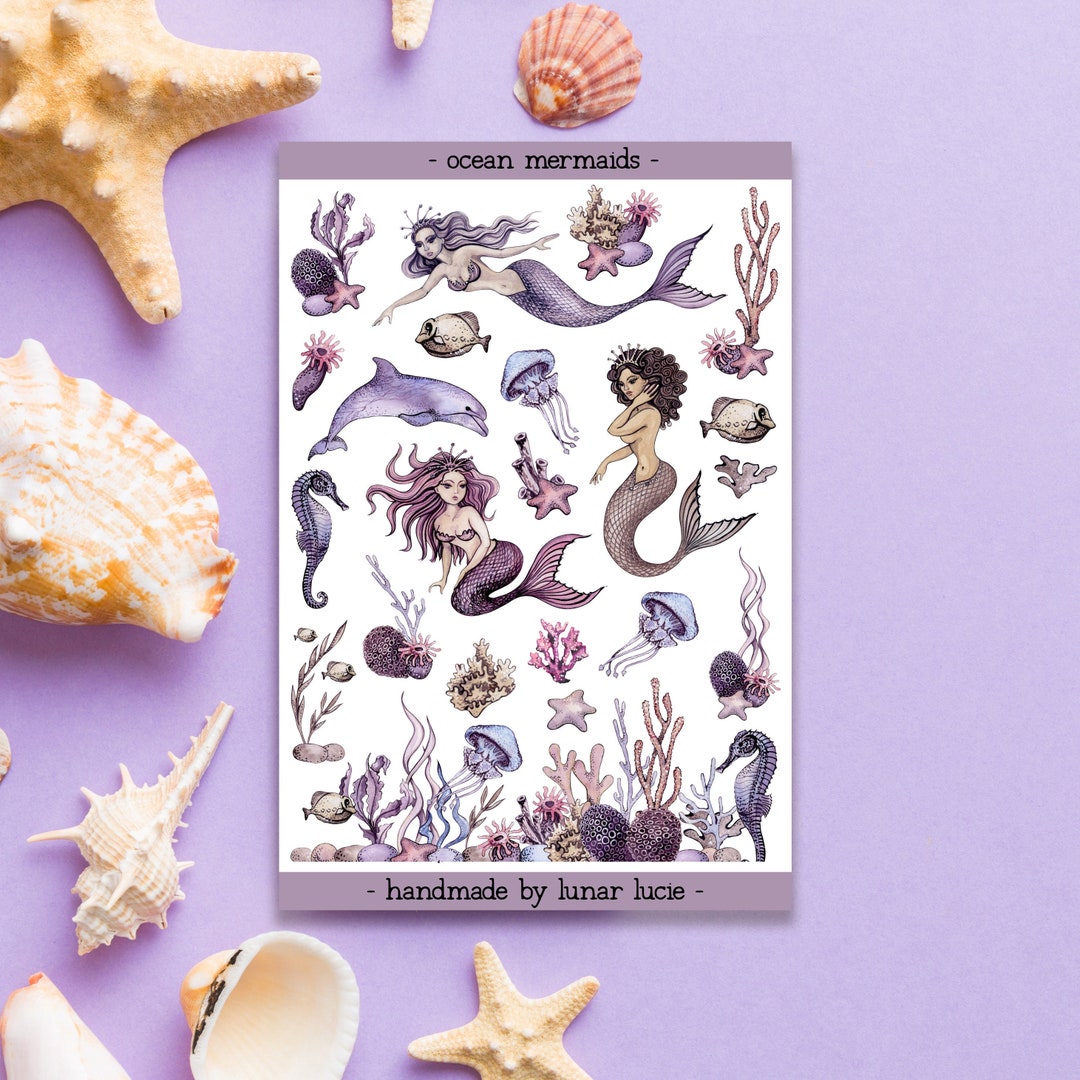 Ocean Mermaid Stickers Mermaid Sticker Sheet Dolphin - Etsy