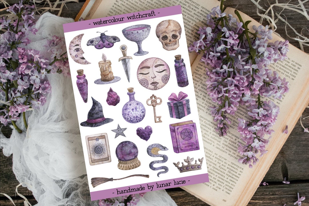 Witchcraft Stickers Watercolour Witch Stickers, Wiccan, Pagan and ...