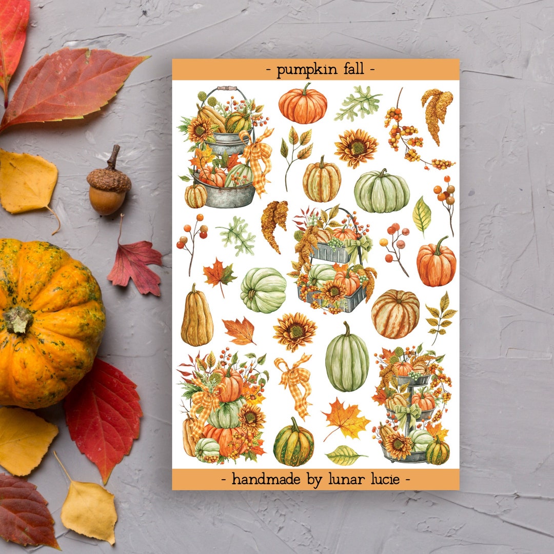 Pumpkin Fall Sticker Sheet Halloween Pumpkin Stickers Mabon Stickers ...
