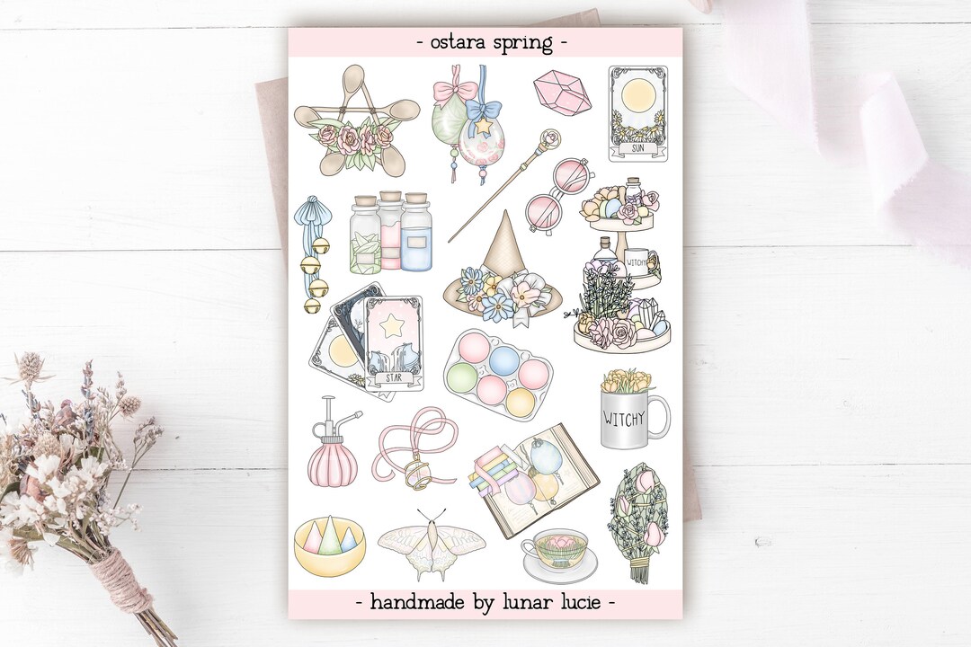 Spring Equinox Ostara Sticker Sheet Witchy Wiccan Easter Sabbat Sticker ...