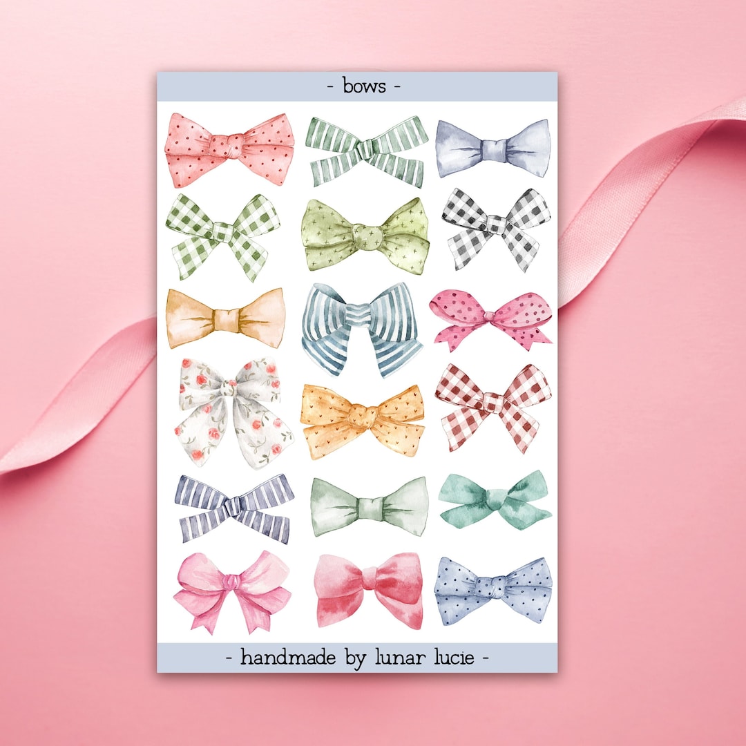 Bow Sticker Sheet Fabric Bow Stickers Pastel Planner Stickers Bullet ...