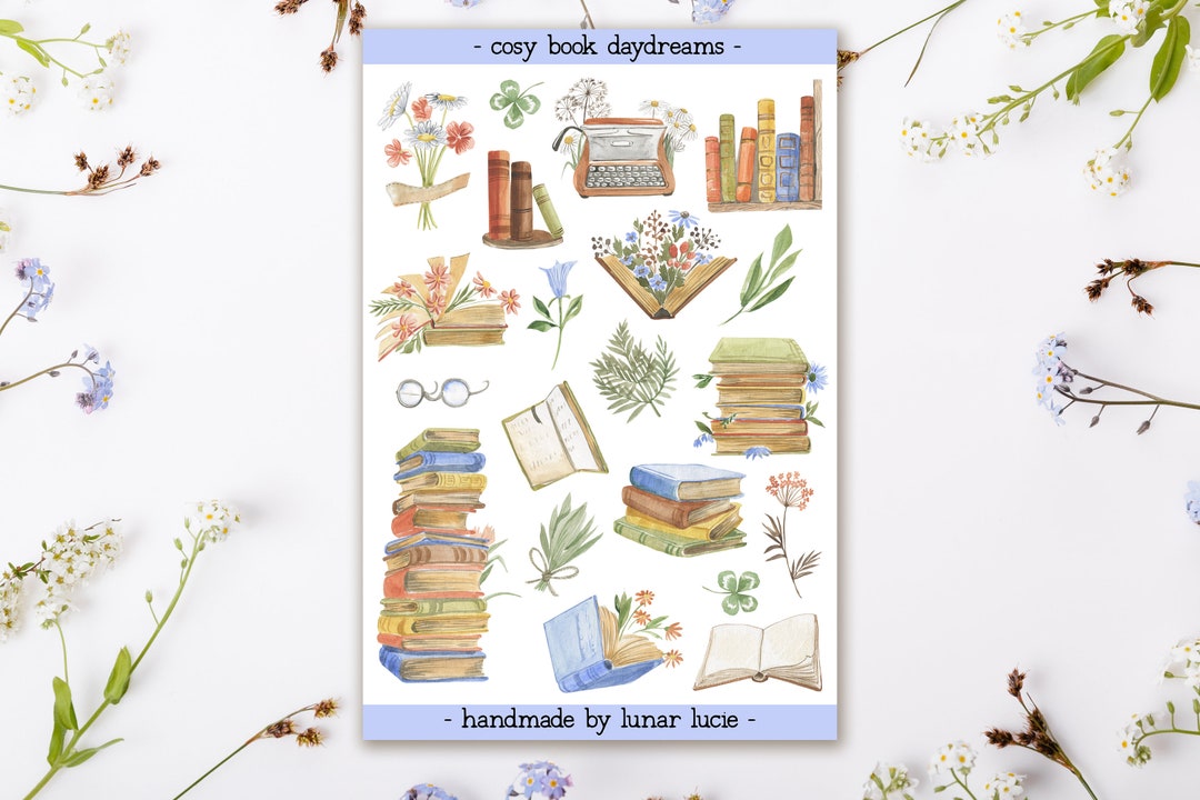 Book Lover Sticker Sheet Reading Book Stickers World Book Day Stickers ...