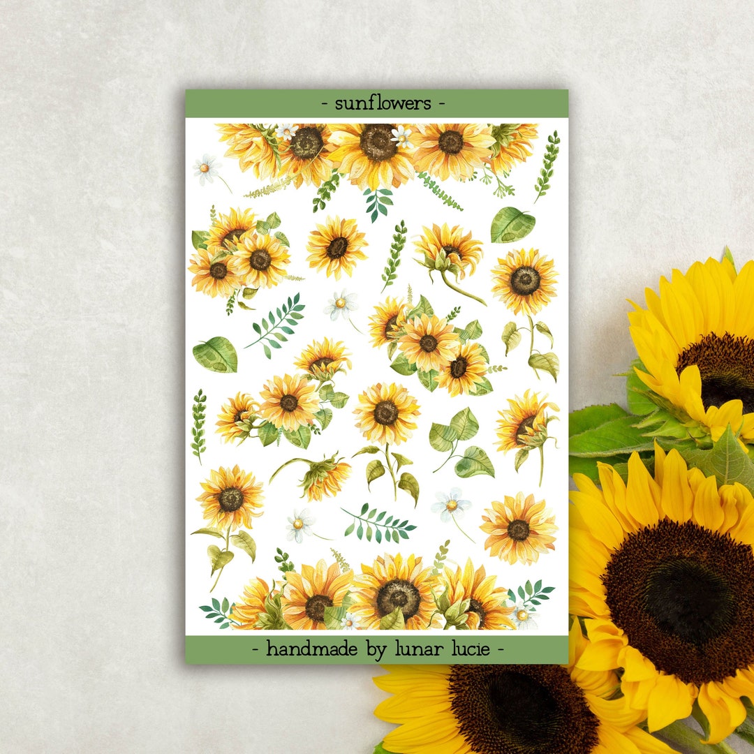 Sunflower Sticker Sheet Sunflower Stickers Sunflower Wedding Invite ...
