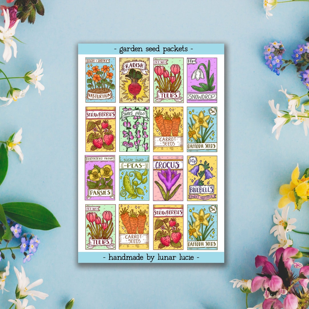 Garden Seed Sticker Sheet Garden Stickers Gift for Gardener Gardening ...