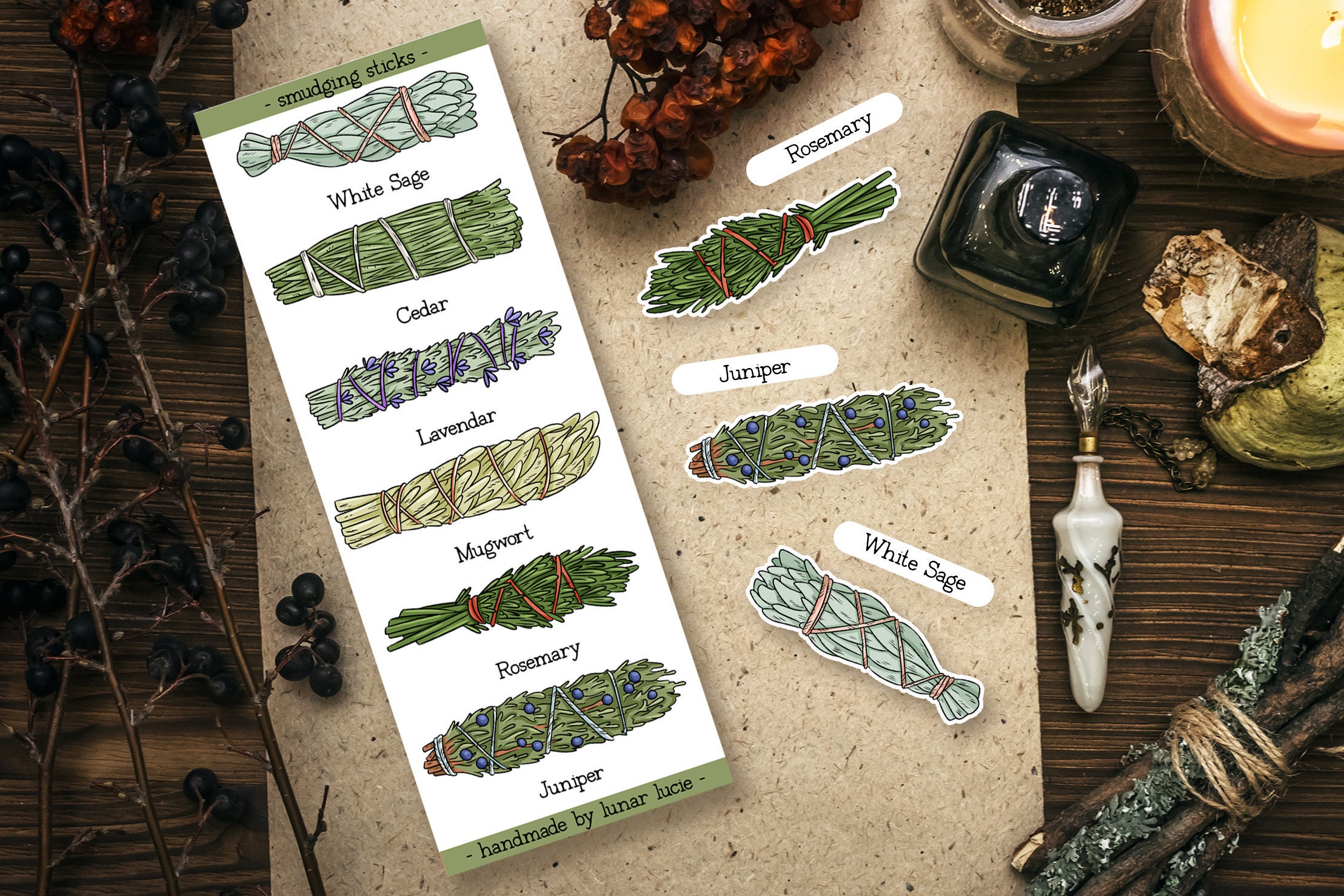 Witchy Smudging Sticks Stickers Smudge Stickers Witch - Etsy