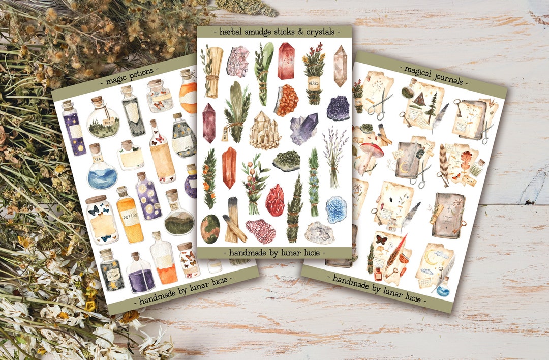 Witchcraft Sticker Sheets Trio Set | Book of Shadows Stickers ...