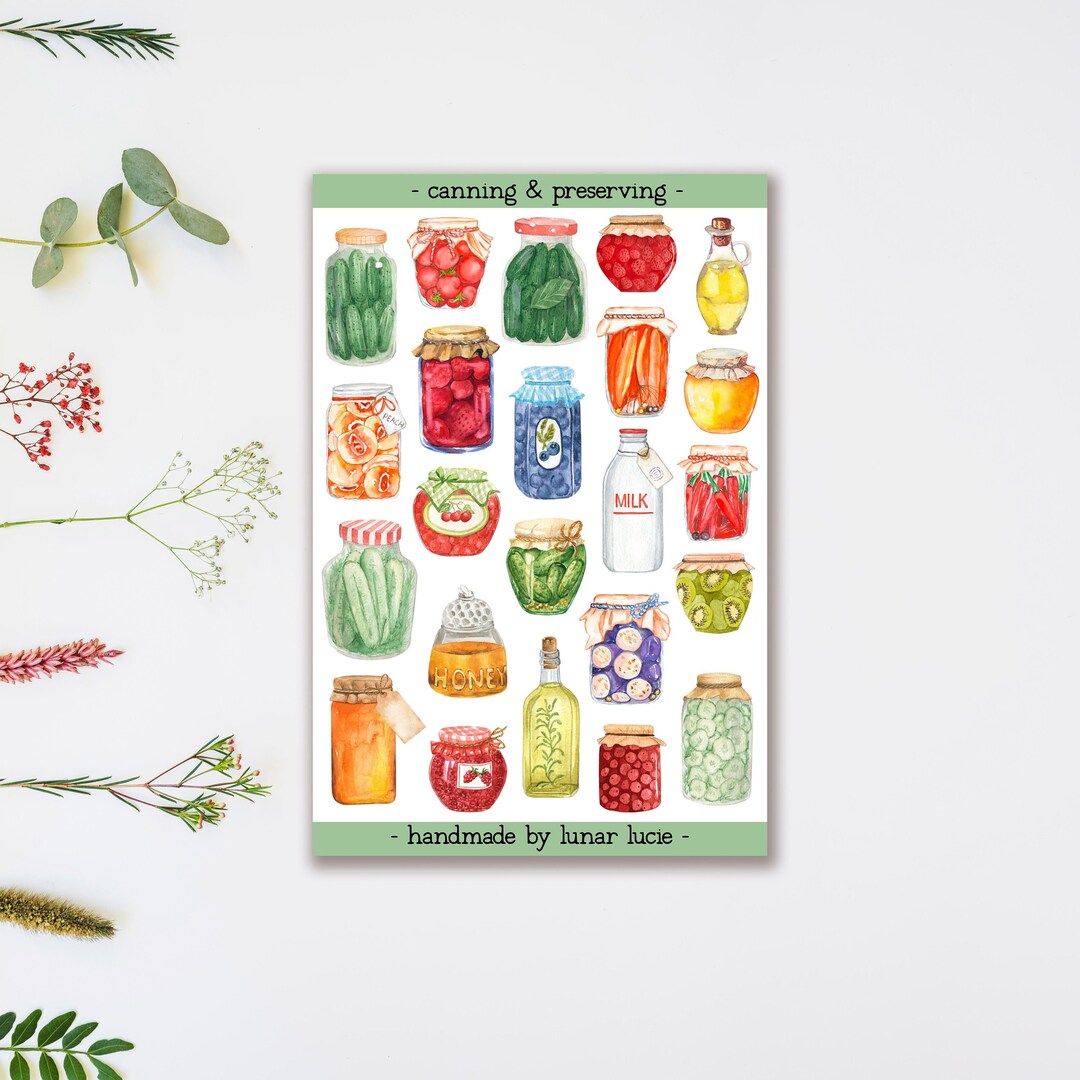 Canning Preserve Sticker Sheet | Self Sufficiency Homesteading Stickers ...