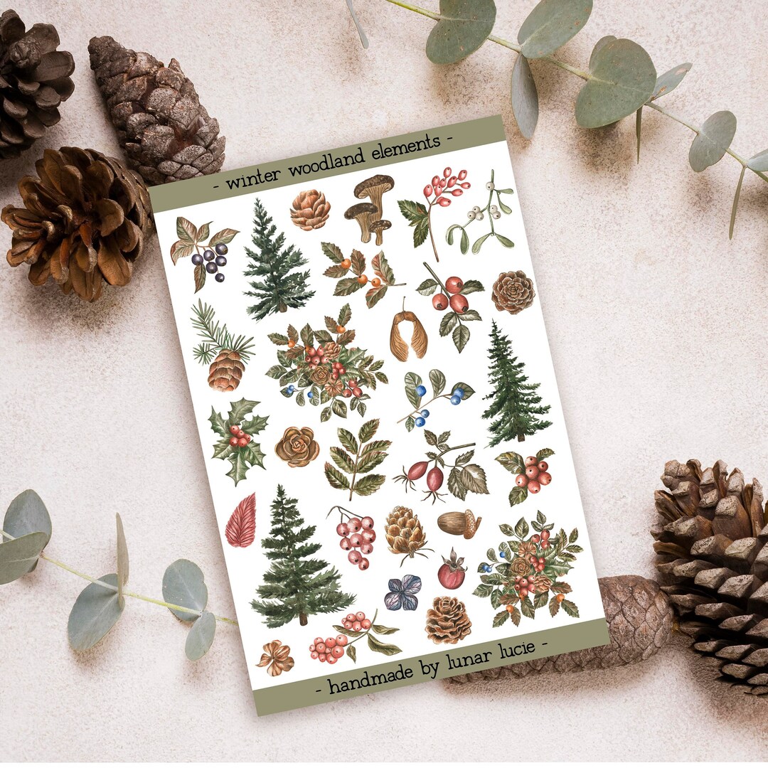 Winter Woodland Sticker Sheet Woodland Forest Stickers Winter Woodland ...