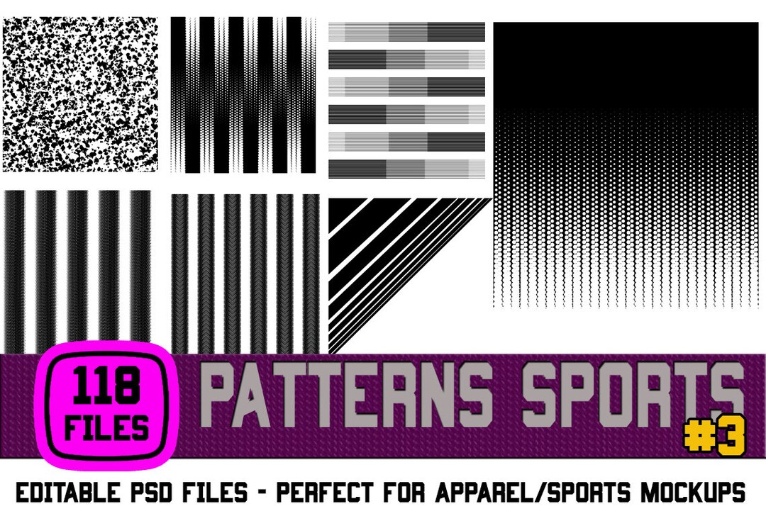 Patterns Sports Pack - 118 Files (psd) Fully Editable for Apparel ...