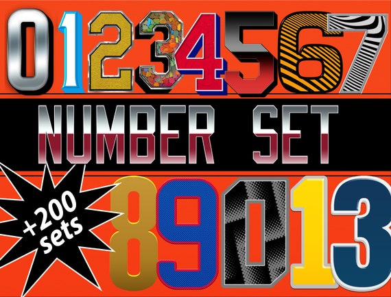 NUMBERS SET for Sports Designs Png and Psd Files | Etsy