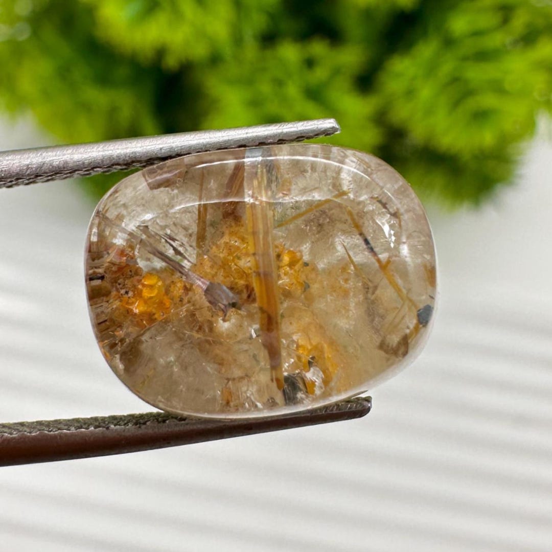 Garden Quartz With Rutile Cabochon, Natural Lodolite Quartz, Loose ...