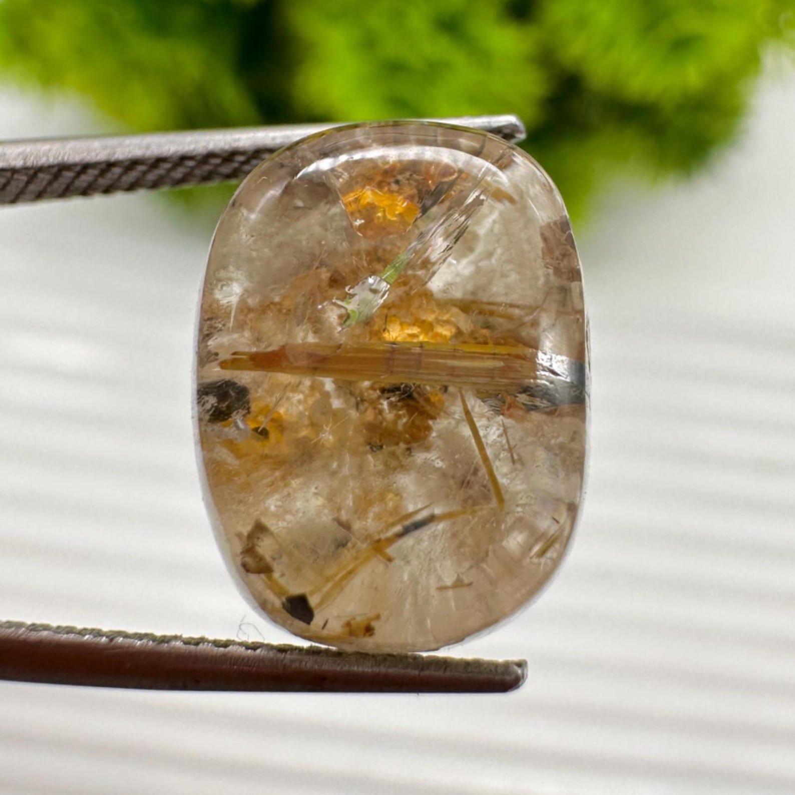 Garden Quartz With Rutile Cabochon, Natural Lodolite Quartz, Loose ...
