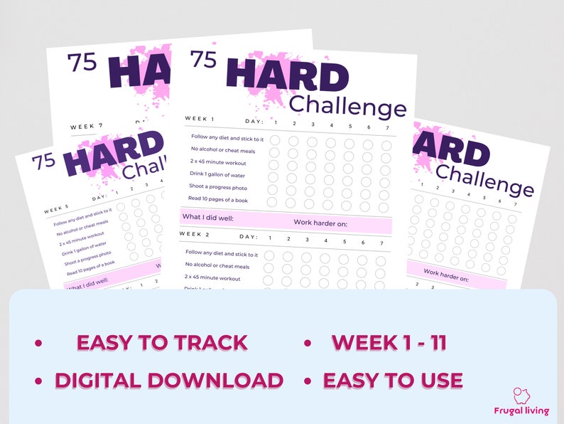 75 Hard Challenge 75 Day Challenge Printable Fitness - Etsy