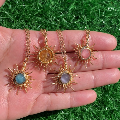 Sun Necklace/ Wire Wrapped Sun - Etsy