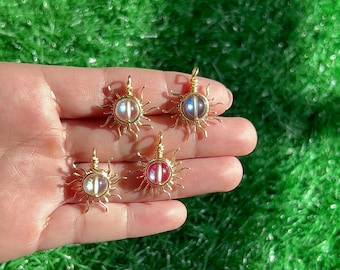Sun Necklace/ Wire Wrapped Sun/ Handmade Wire Wrapped Sun /crystal ...