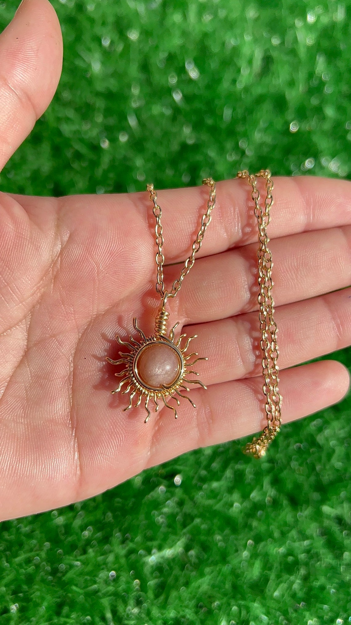 Sun Necklace/ Wire Wrapped Sun/ Sunstone - Etsy