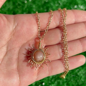 Sun Necklace/ Wire Wrapped Sun/ Sunstone - Etsy