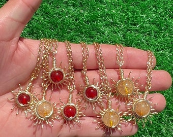 Sun Necklace/ Wire Wrapped Sun | Etsy