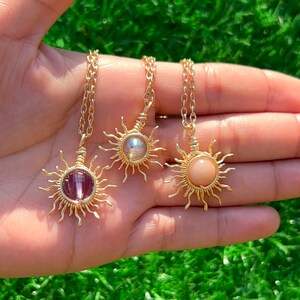 Sun Necklace/ Wire Wrapped Sun/ Sunstone - Etsy
