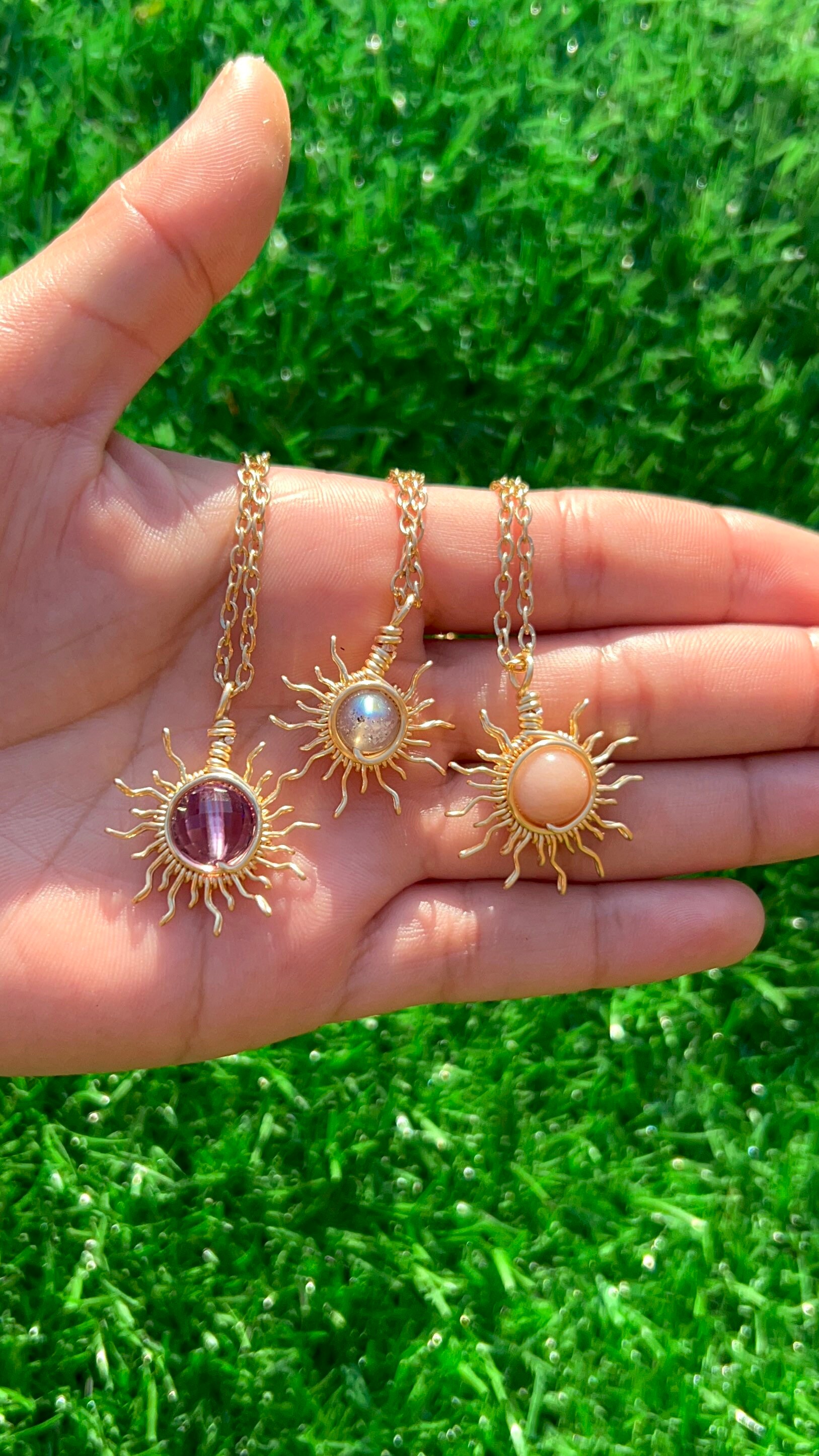 Sun Necklace/ Wire Wrapped Sun/ Sunstone - Etsy