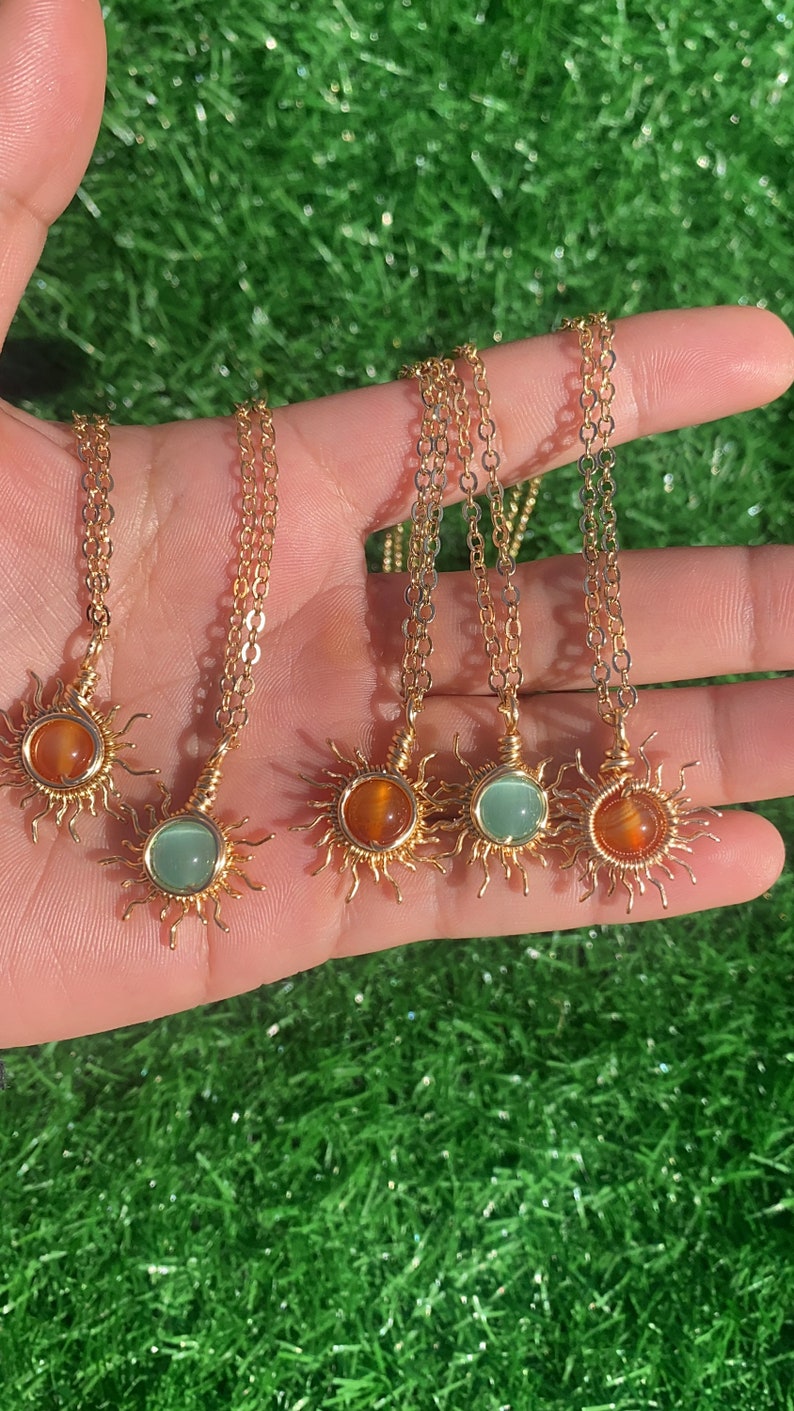 Sun Necklace/ Wire Wrapped Sun - Etsy
