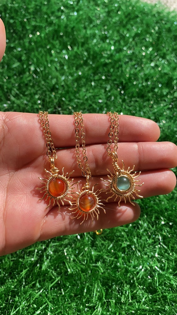Sun Necklace/ Wire Wrapped Sun | Etsy