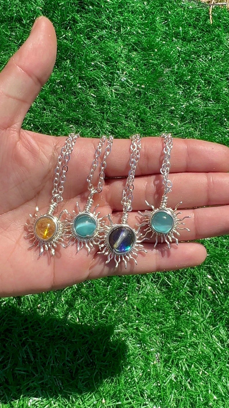 Sun Necklace/ Wire Wrapped Sun | Etsy