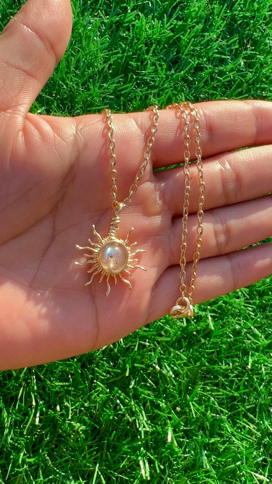 Sun Necklace/ Wire Wrapped Sun/ Sunstone - Etsy