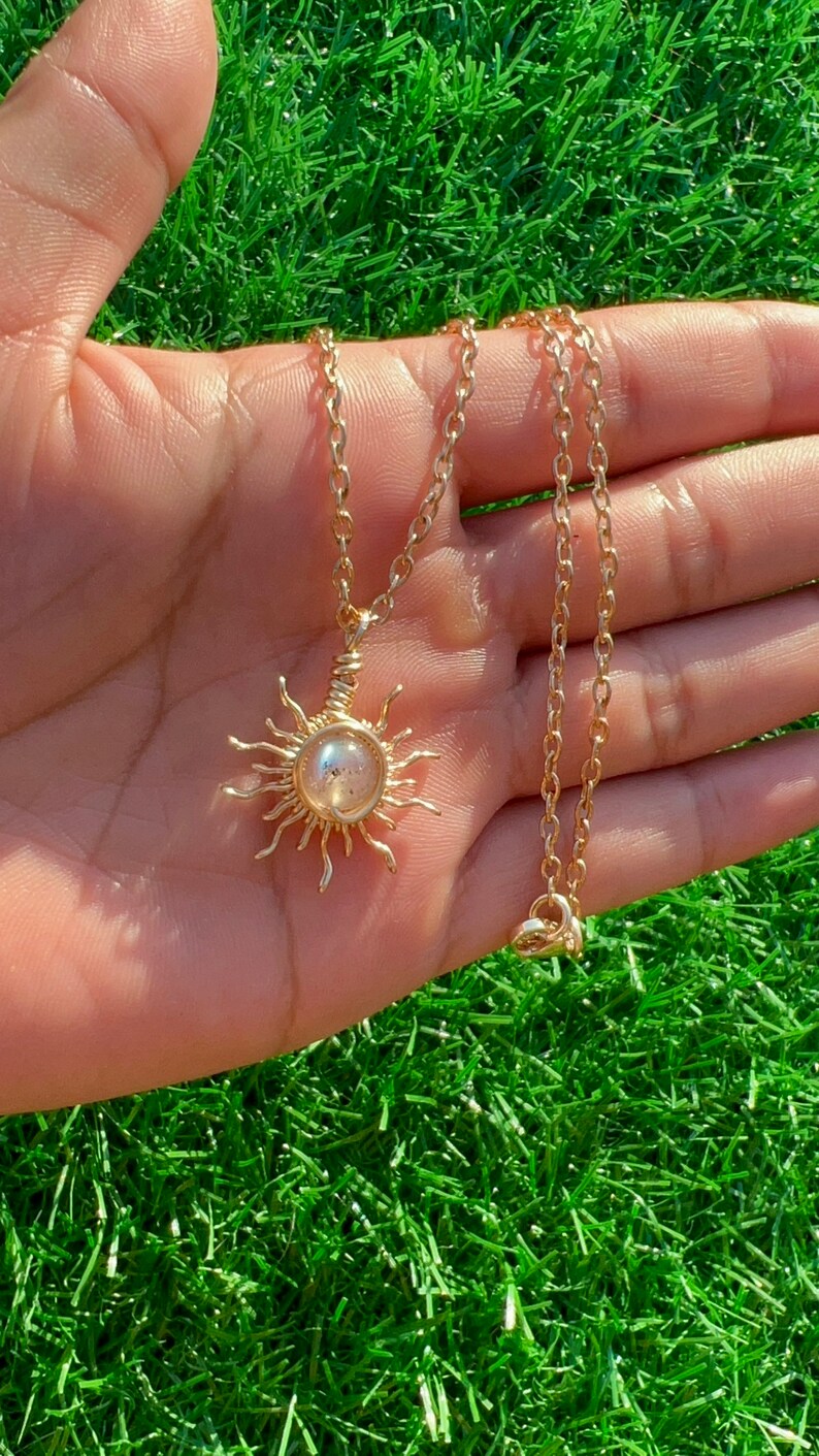 Sun Necklace/ Wire Wrapped Sun/ Sunstone - Etsy