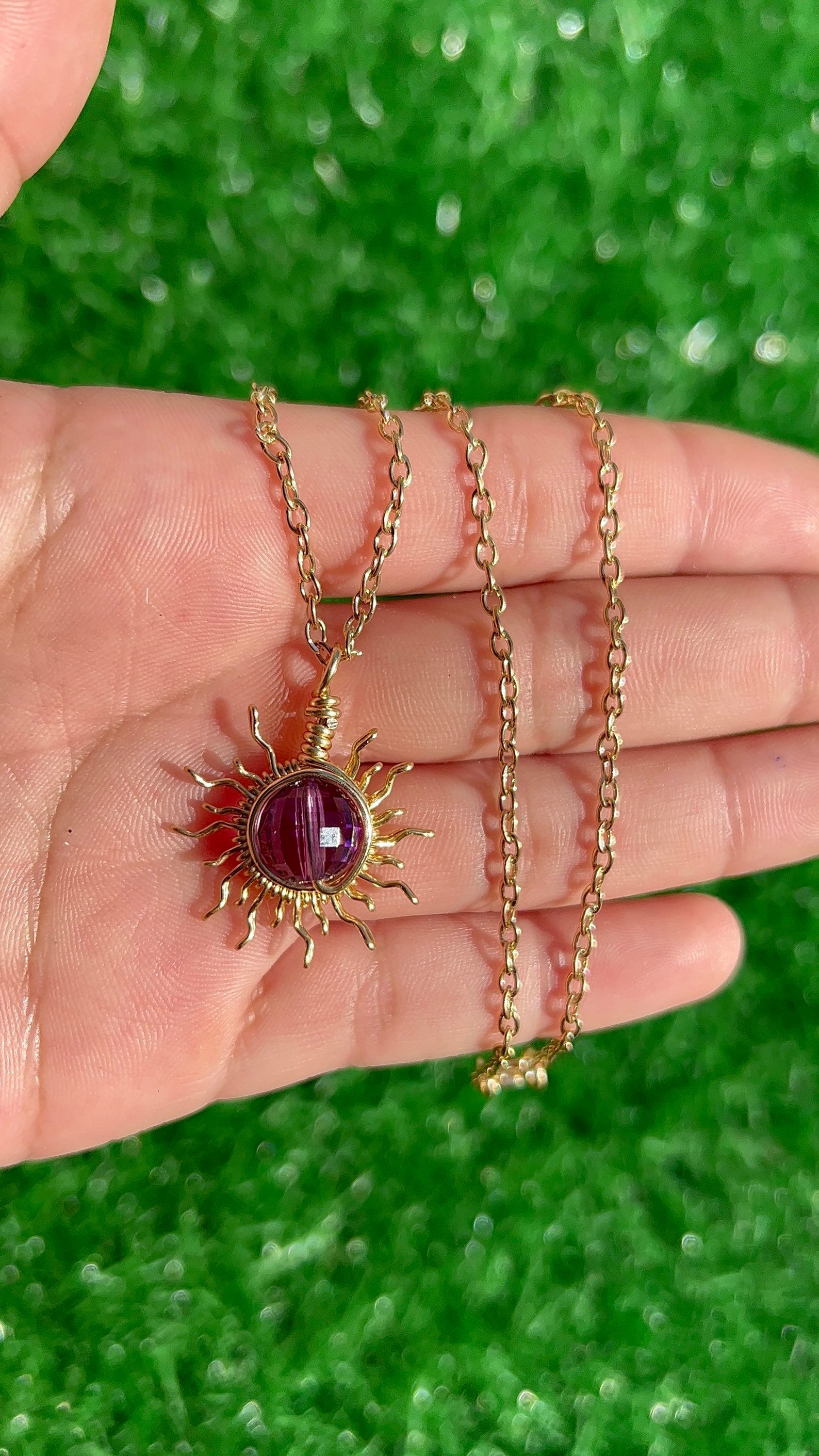 Sun Necklace/ Wire Wrapped Sun/ Sunstone - Etsy