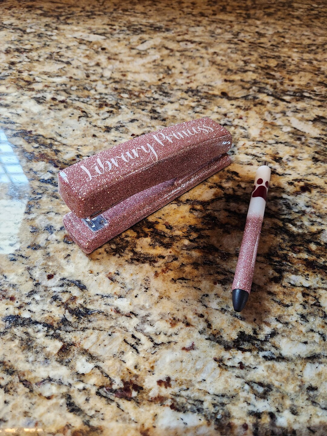 Custom Personalized Glitter Stapler and Pen, Custom Gift for Him or Her ...
