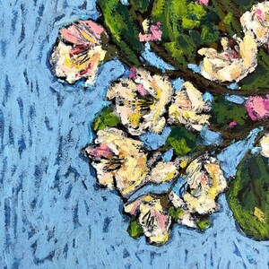 Fresh Blooming Apple Tree - Original Oil Pastel Painting - Etsy