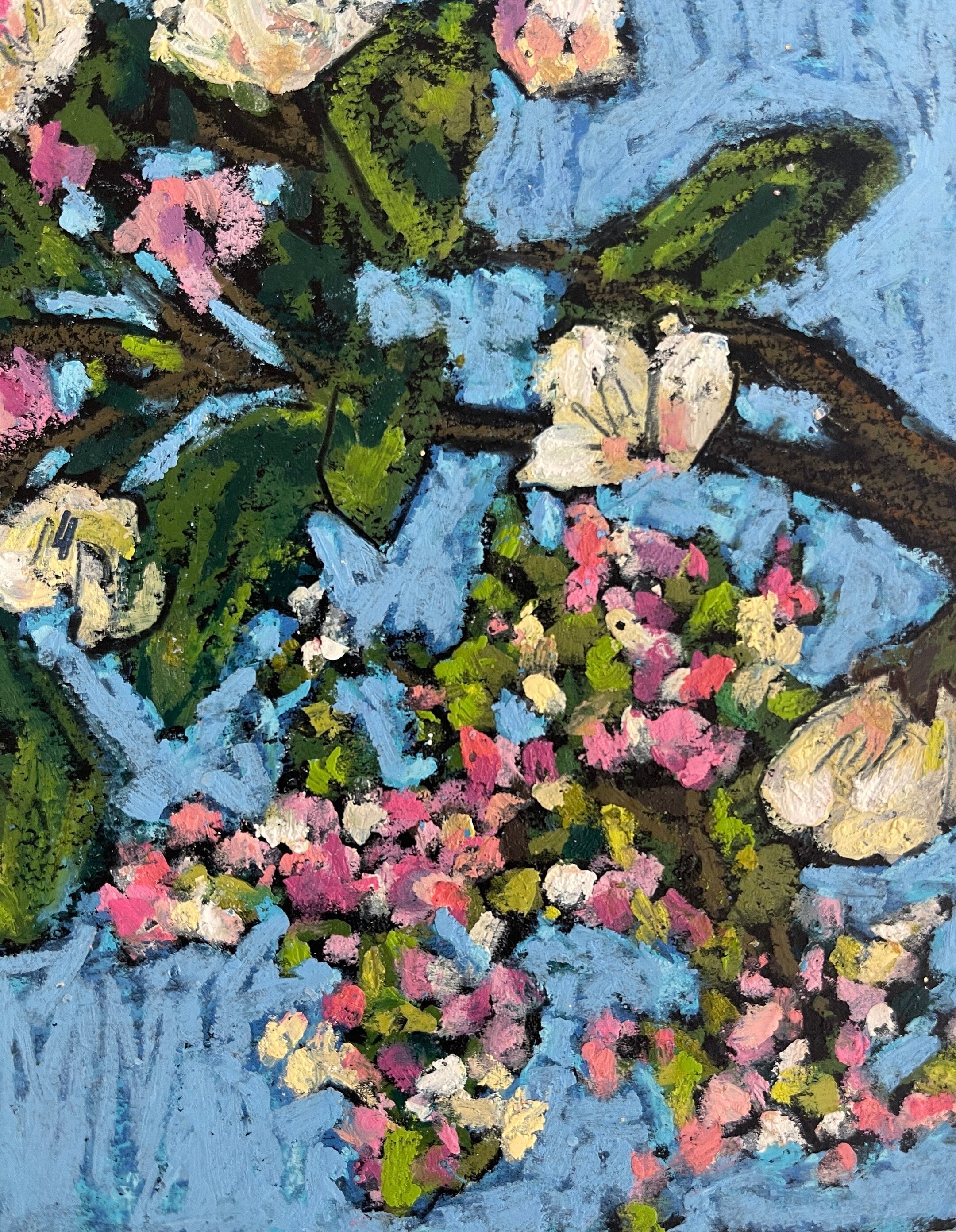 Fresh Blooming Apple Tree - Original Oil Pastel Painting - Etsy