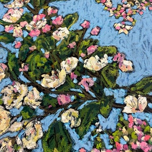 Fresh Blooming Apple Tree - Original Oil Pastel Painting - Etsy