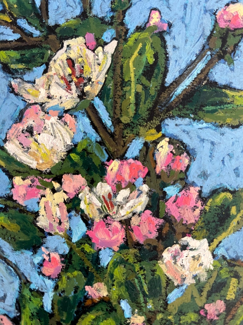 Fresh Blooming Apple Tree - Original Oil Pastel Painting - Etsy