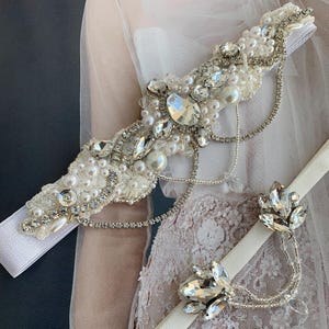 Fantasy off White Wedding Garter With Sparkling Dangles, Luxury ...