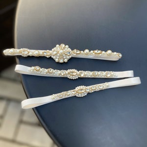 Slim Light Ivory Wedding Garter With Rhinestones and Pearls - Etsy
