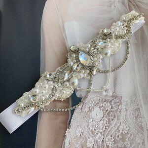 Fantasy off White Wedding Garter With Sparkling Dangles, Luxury ...