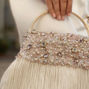Rose Gold Sparkle Jeweled Handbag With Tassels. Framed Kiss - Etsy