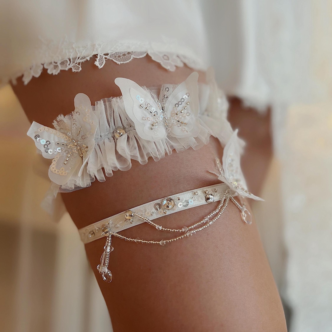 Whimsical Butterfly Garter for Bride, Stretchy Wedding Garter, Fantasy Bridal Garter, Fancy ...